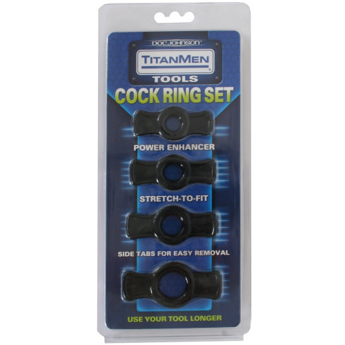 Titanmen Cock Ring Set Black Sex Toys At Adult Empire