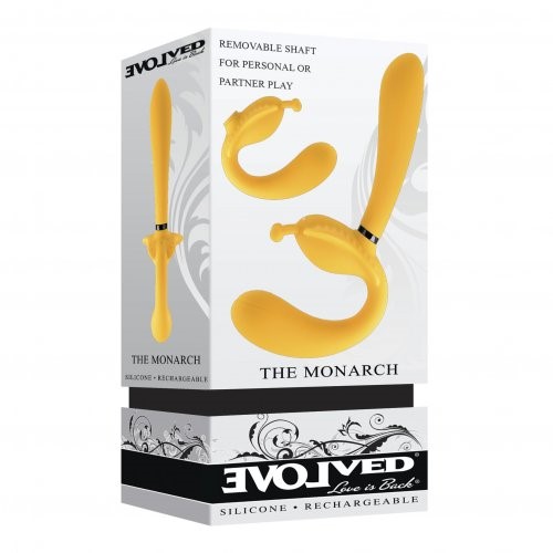 Evolved The Monarch Triple Shaft Strapless Strap On Vibrator Orange Sex Toys At Adult Empire