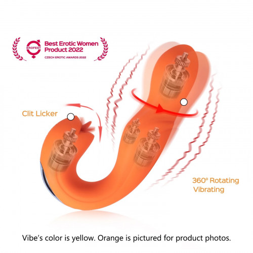 Joi Rotating Head G Spot Vibrator And Clit Licker Yellow Sex Toys And Adult Novelties Adult