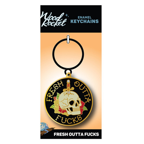 Wood Rockets Fresh Outta Fucks Tattoo Skull Enamel Keychain Sex Toy Hotmovies