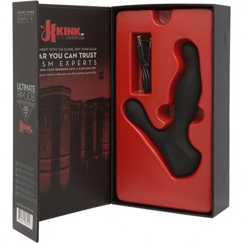 Kink Silicone Prostate Massager With Rotating Ridges Black Sex
