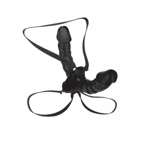 Lux Fetish Vibrating Pleasure For 2 Double Ended Strap On Black Sex