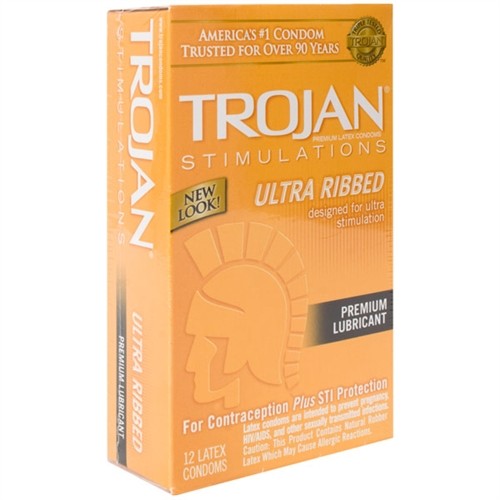 Trojan Ultra Ribbed Lubricant 12 Pack Sex Toys And Adult Novelties Adult Dvd Empire