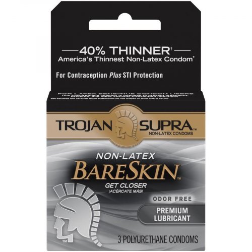 Trojan Supra Non Latex Bareskin Condoms 3 Pack Sex Toys At Adult Empire