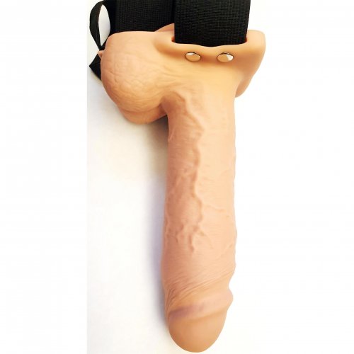 Fetish Fantasy 7 Hollow Rechargeable Strap On With Balls And Remote White Sex Toys At Adult