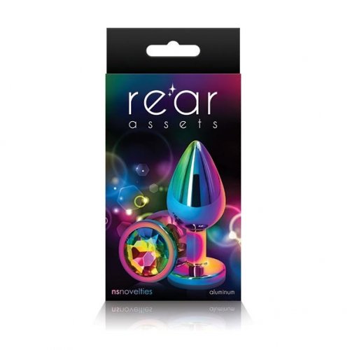Rear Assets Mulitcolor Rainbow Butt Plug Medium Sex Toys And Adult