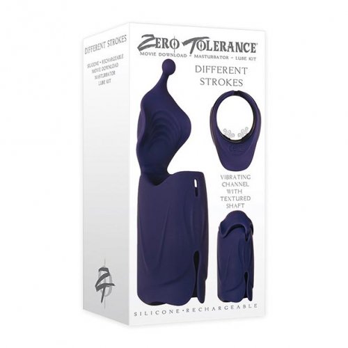 Zero Tolerance Different Strokes Dual Motor Vibrating Stroker With Fold Over Head Blue Sex 