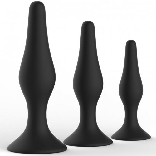 Level Up Ii 3 Piece Silicone Suction Cup Anal Trainer Kit Black Sex Toys And Adult Novelties