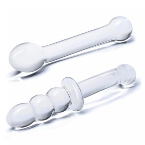 Glas Curved Spot Hitter Pleasure Dildo 2 Piece Set Sex Toys At Adult