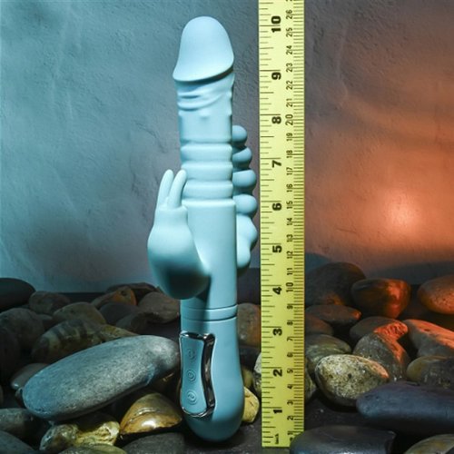 Eves Thrusting Triple Joy Rechargeable Silicone Rabbit Blue Sex Toy