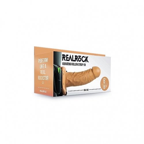 Shots Realrock 6 Vibrating Hollow Strap On Tan Sex Toys And Adult Novelties Adult Dvd Empire