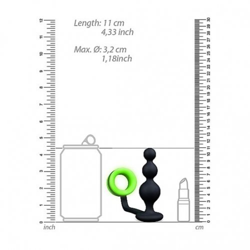 Shots Ouch Beads Butt Plug With Detachable Cock Ring Glow In The