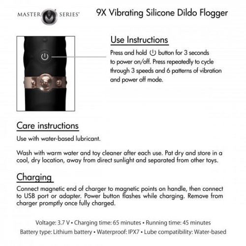 Master Series 9 Function Vibrating Silicone Dildo Flogger Sex Toy Hotmovies