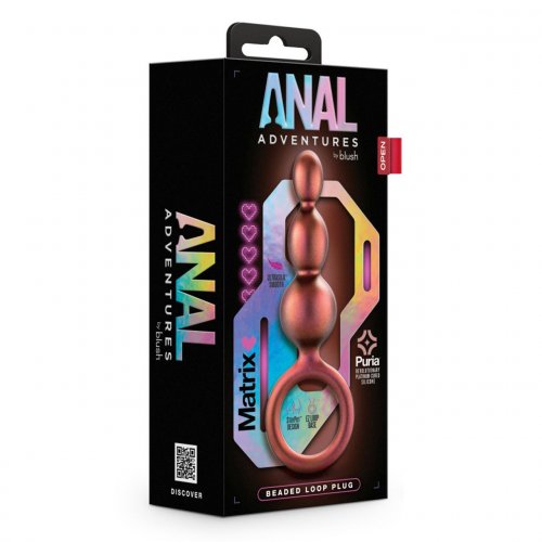 Anal Adventures Matrix Beaded Loop Silicone Plug Copper Sex Toy
