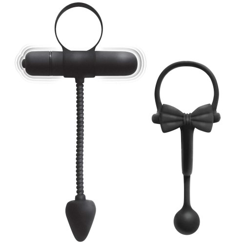 Enhancer Vibrating Ring With Butt Plug And Weighted Cock And Scrotum Ring 2 Pack Sex Toys At Adult