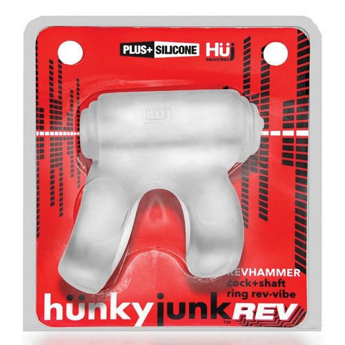 Hunkyjunk Revhammer Reverb Shaft Vibrating Cock Ring Clear Ice Sex Toys And Adult Novelties