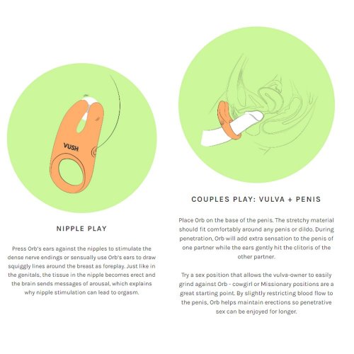 Vush Orb Couples Pleasure Ring Orange Sex Toys And Adult Novelties