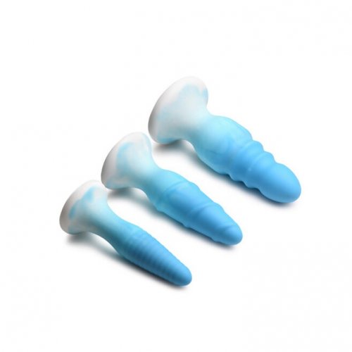 Simply Sweet Silicone Blue Swirl Textured Butt Plug Set Sex Toys And Adult Novelties Adult Dvd