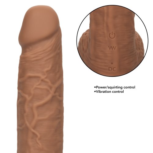 Squirting Fuck Stick Vibrating Suction Cup Dildo Brown Sex Toy