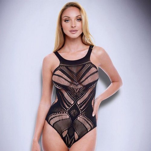 Baci Lingerie Jacquard Bodysuit Black One Size Sex Toys And Adult