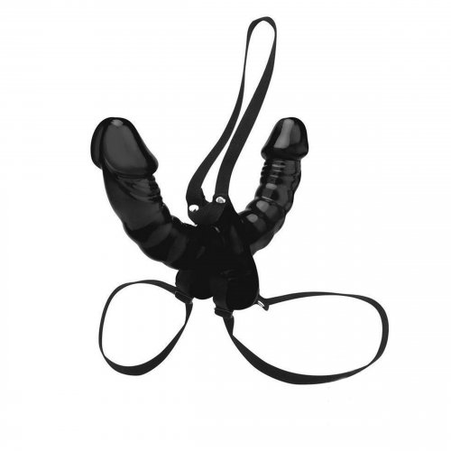 Lux Fetish Vibrating Pleasure For 2 Double Ended Strap On Black Sex