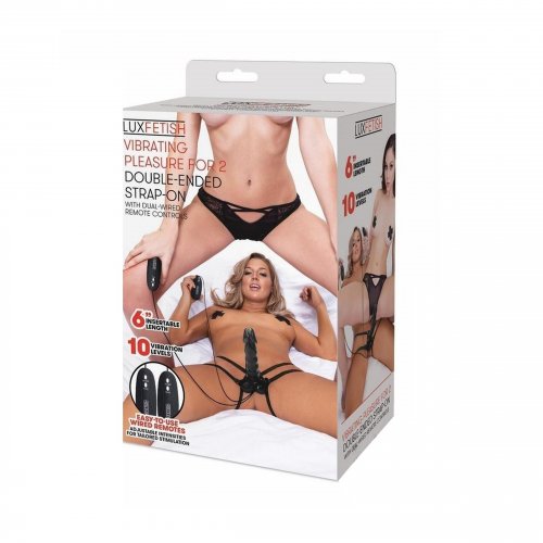 Lux Fetish Vibrating Pleasure For 2 Double Ended Strap On Black Sex