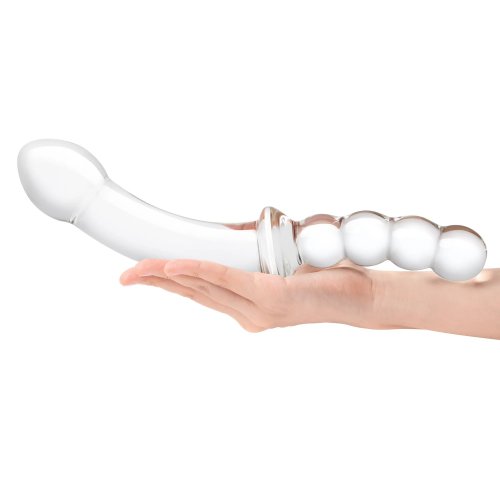 Glas 125 Girthy Double Sided Dong With Anal Bead Grip Handle Sex Toy Hotmovies
