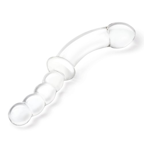 Glas 12 5 Girthy Double Sided Dong With Anal Bead Grip Handle Sex Toy Hotmovies