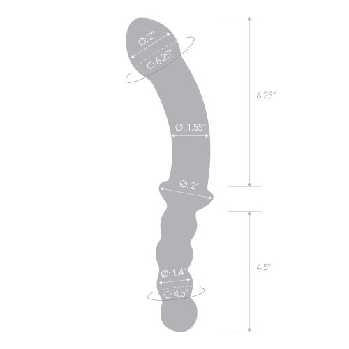 Glas 125 Girthy Double Sided Dong With Anal Bead Grip Handle Sex Toy Hotmovies