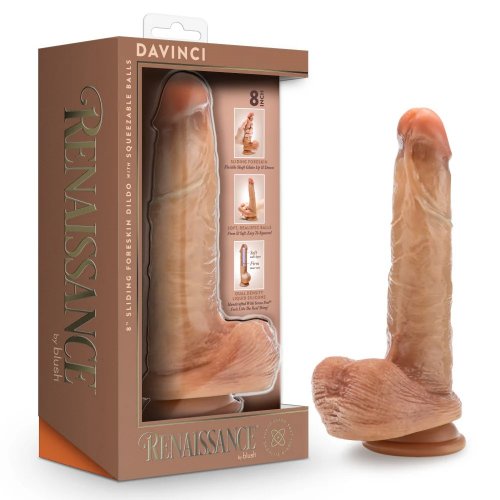 Renaissance Davinci 8 Sliding Foreskin Dildo With Squeezable Balls