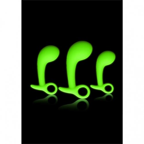 Shots Ouch Silicone Prostate Plug Trainer Set Glow In The Dark Sex
