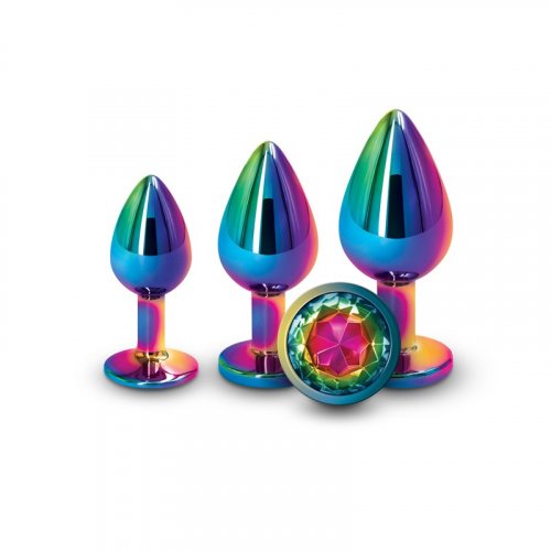 Rear Assets Rainbow Gem Aluminum Butt Plug Trainer Kit Sex Toy Hotmovies
