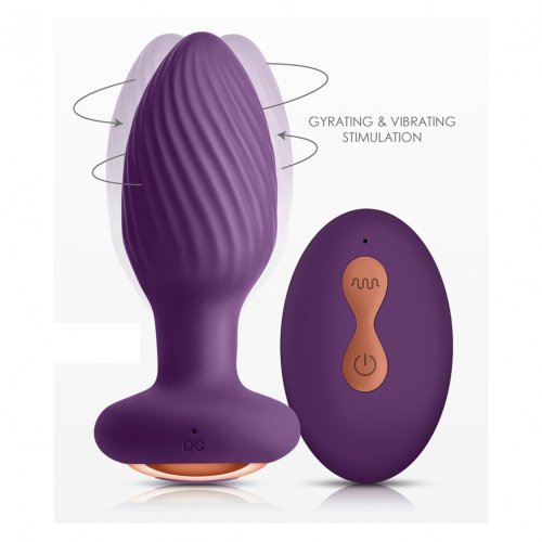 Inya Alpine Remote Control Gyrating Textured Butt Plug Purple Sex Toy Hotmovies