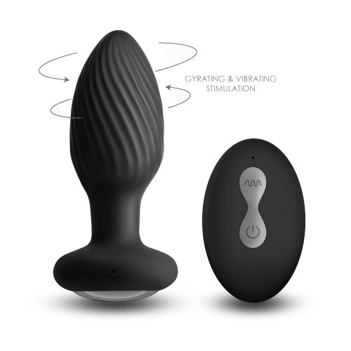 Renegade Alpine Remote Control Gyrating Textured Butt Plug Black Sex Toy Hotmovies