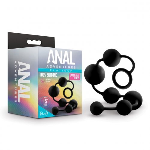Anal Adventures Platinum Large Silicone Anal Beads Black Sex Toy Hotmovies