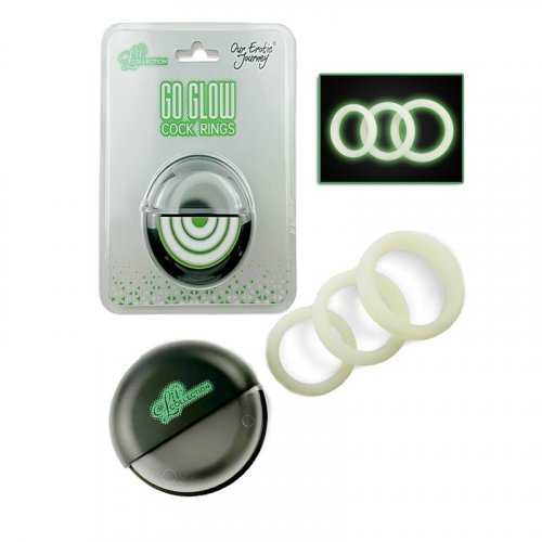 Thrillz Lit Collection Glow In The Dark Go Glow Cock Rings With Storage
