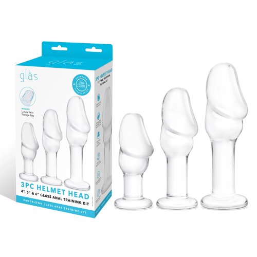 Glas 3pc Helmet Head 4 5 And 6 Glass Anal Training Kit Sex Toy
